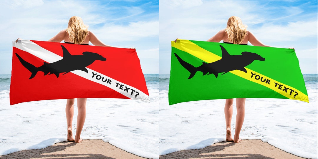 Towel Scuba Diver Down Flag Nitrox or Red Hammerhead 2 - Etsy