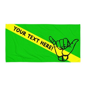 Personalized Beach Towel Hang Loose Scuba Diver Down NITROX Flag 30″ × ...