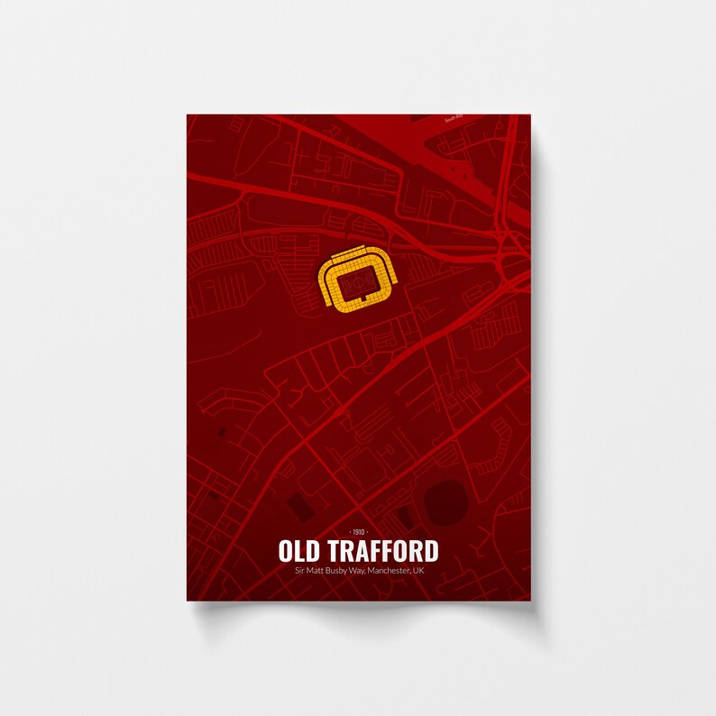 Old Trafford Stadium Poster Manchester United FC Print Minimalist UK ...