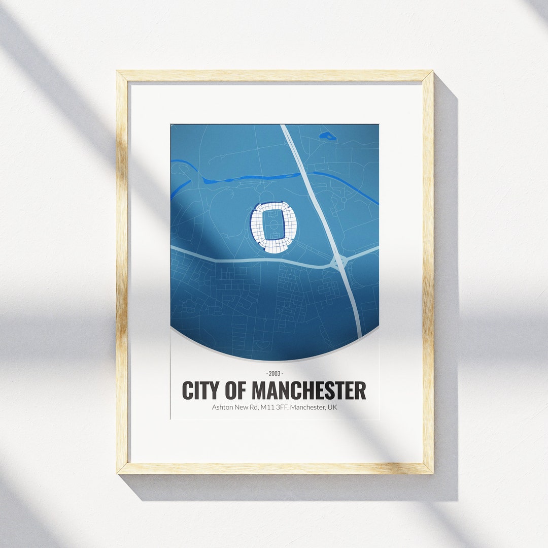 Manchester City Stadium Poster City of Manchester Etihad Stadium Print ...