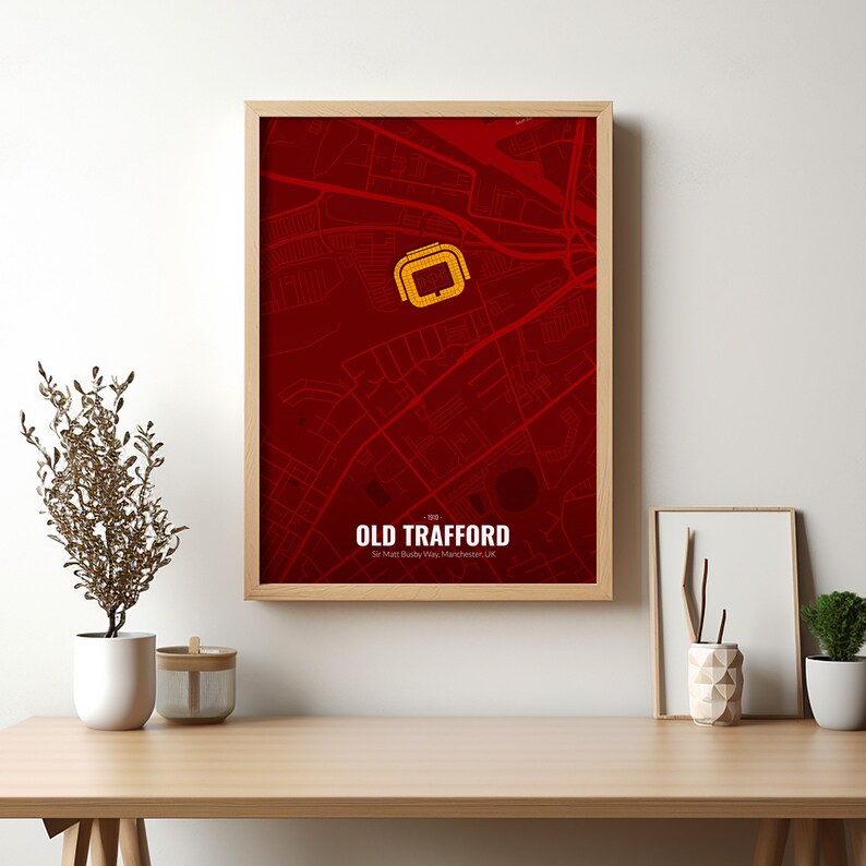 Old Trafford Stadium Poster Manchester United FC Print Minimalist UK ...