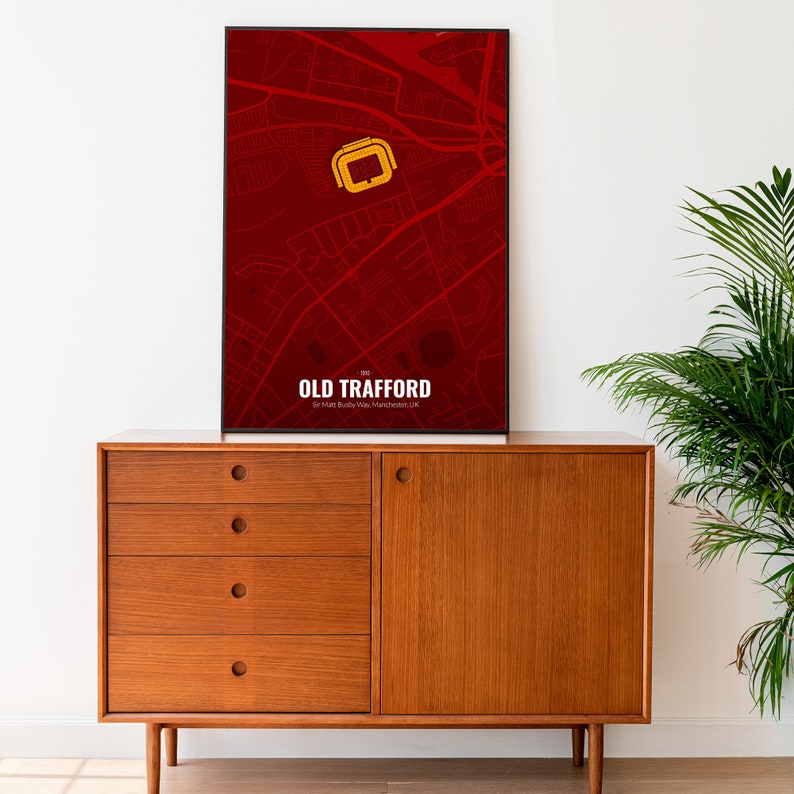 Old Trafford Stadium Poster Manchester United FC Print Minimalist UK ...