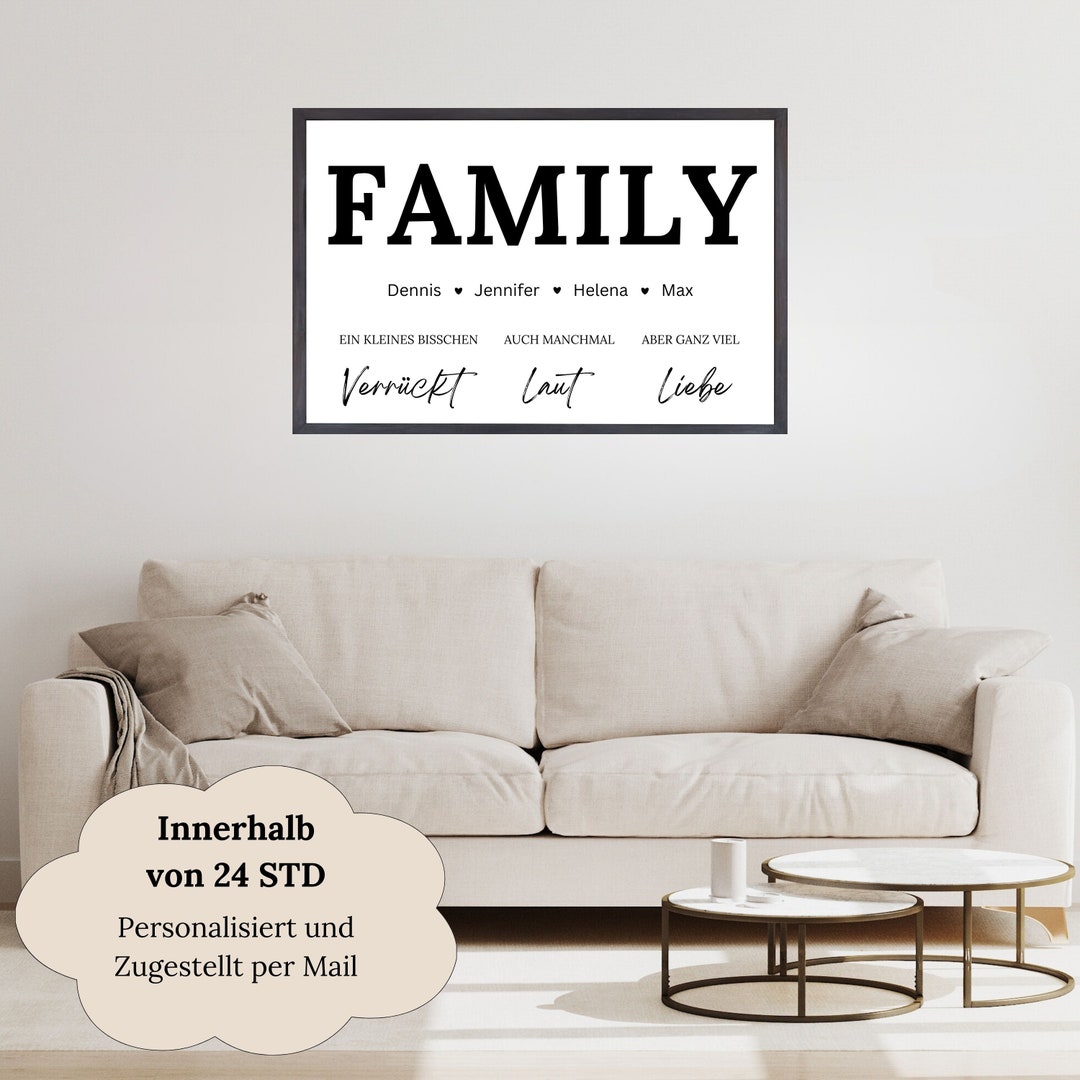 Family Poster Wall Picture | Family Sign for Living Room or Hallway ...