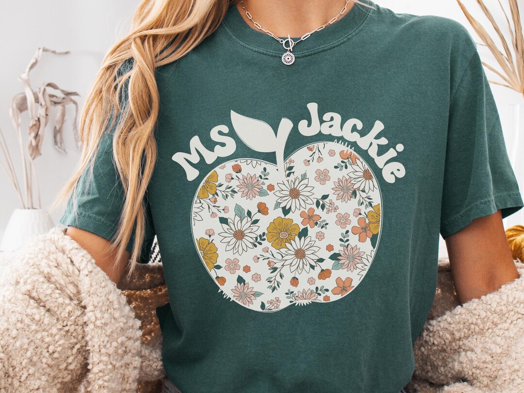 Personalized Teacher Comfort Colors Shirt, Floral Tee for Teacher - Etsy