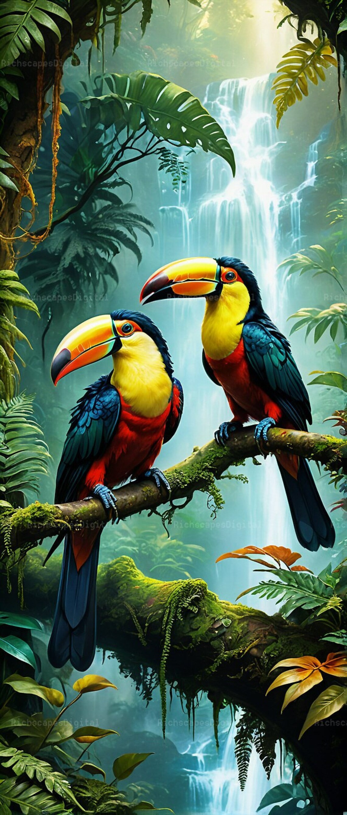 Rainforest Toucans Digital Art 02 35.5in X 83.2in 2656 X 6240 Pixels - Etsy