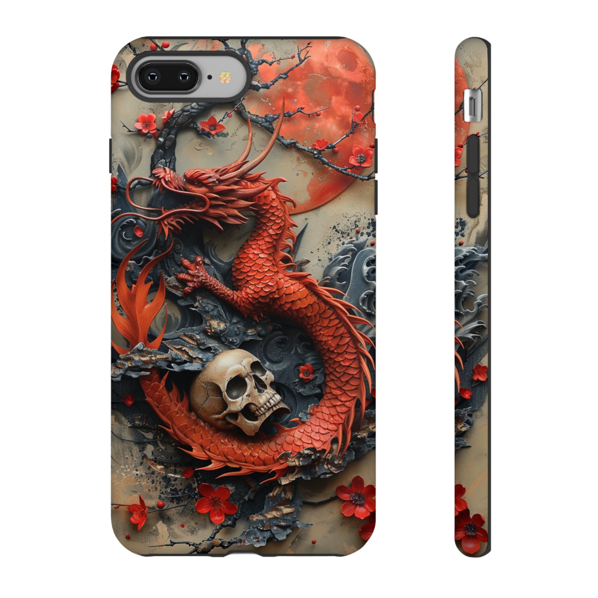 Red Dragon Phone Case,full Moon Skull ,dark Academia Gothic Red and ...