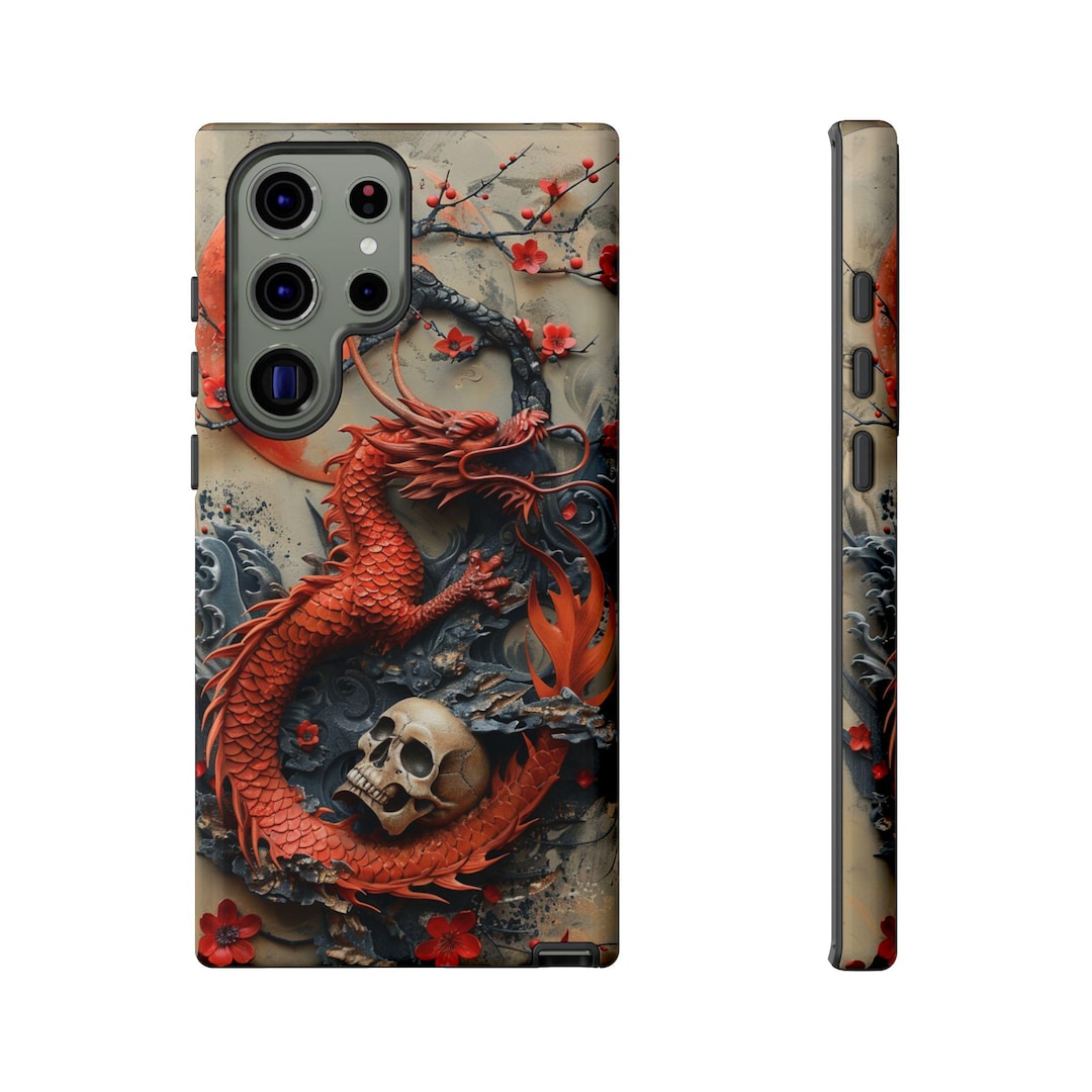 Red Dragon Phone Case,full Moon Skull ,dark Academia Gothic Red and ...