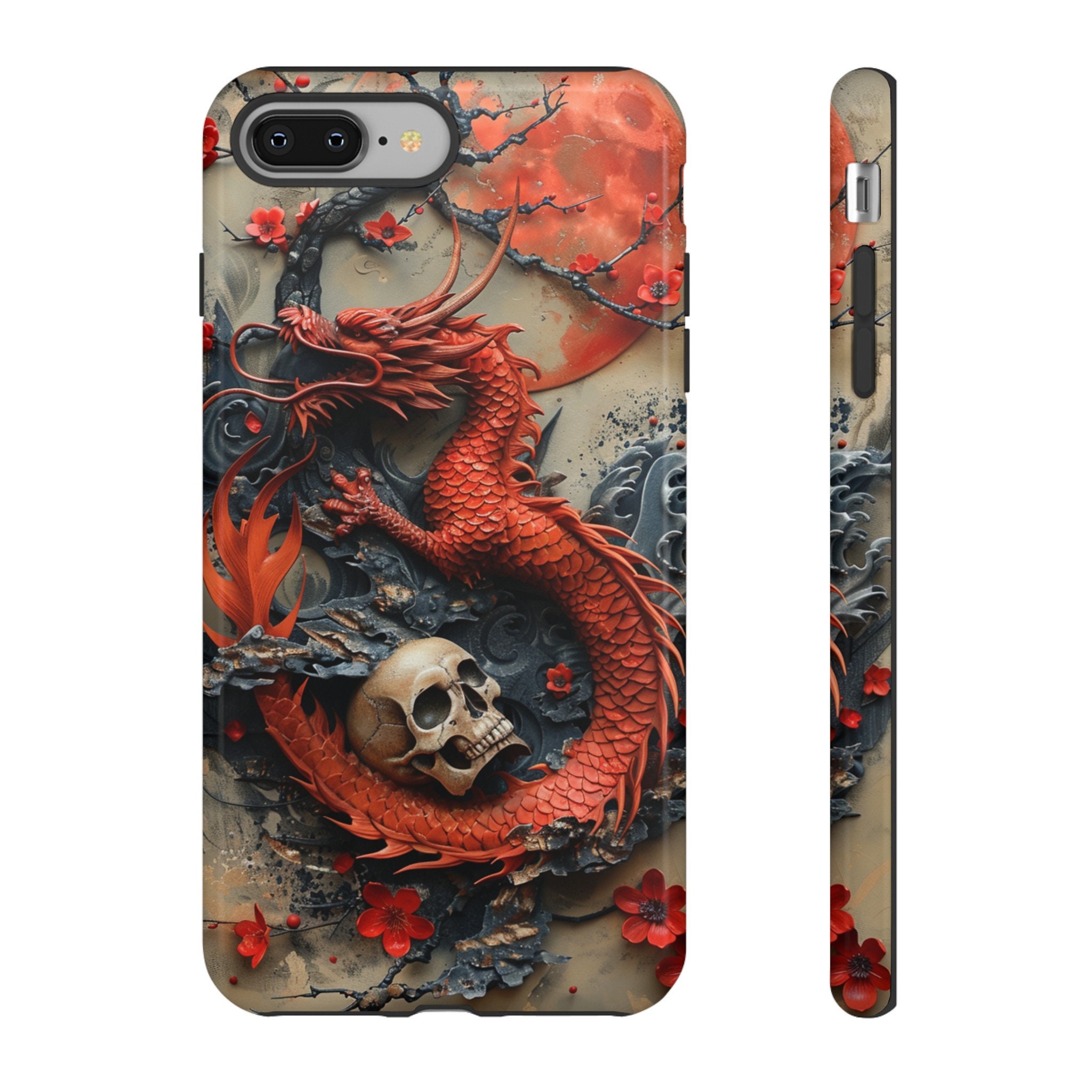 Red Dragon Phone Case,full Moon Skull ,dark Academia Gothic Red and ...