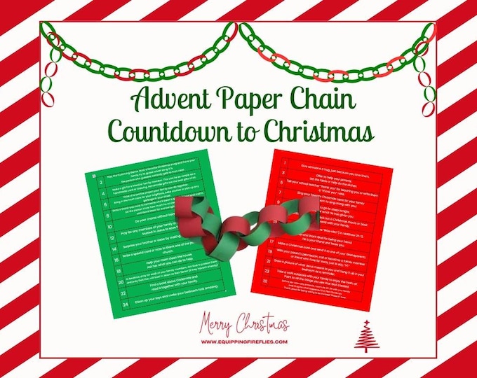 Advent Paper Chain Craft - 24 Bible Scripture Verses to Countdown to ...