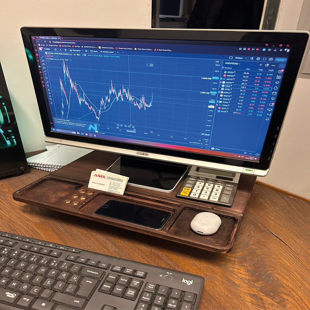 Wooden Monitor Stand, Handmade, Desk Shelf Organizer, - Etsy