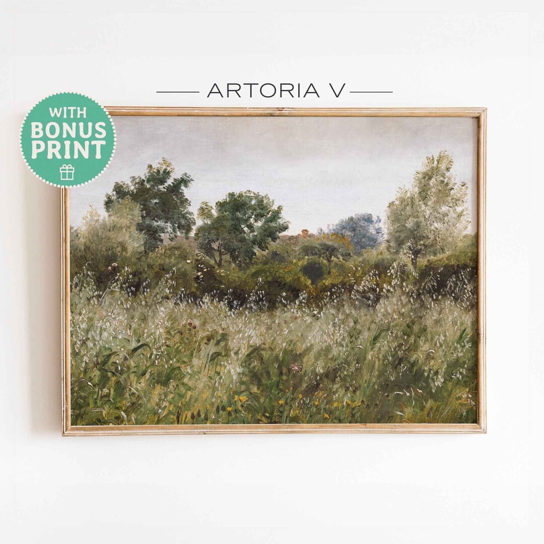 Classic Wildflower Meadow Printable, Vintage Spring Landscape Art ...