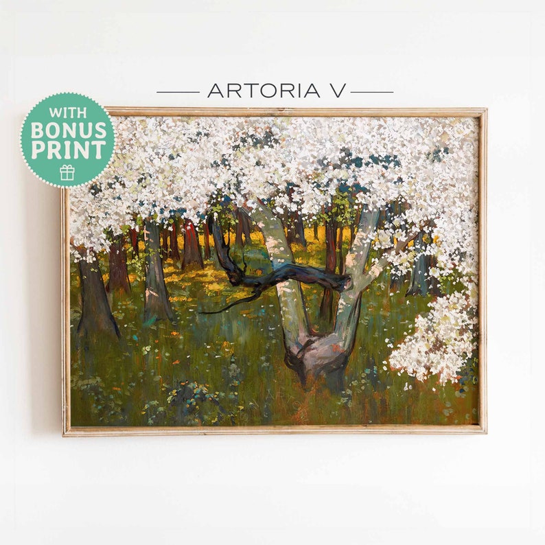 White Flower Tree Printable, Vintage Floral Wall Art, Apple Tree Poster ...