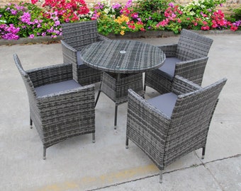 Rattan Wicker Garden Outdoor Bistro 4 Four Seater Table and Chairs Furniture Patio Set Grey Etsy