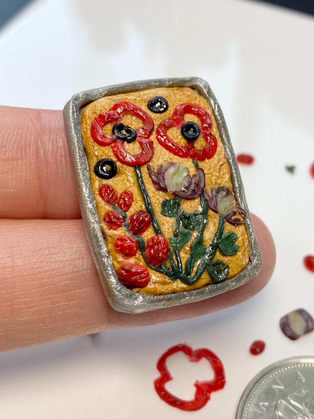 1:12 Scale Hand-sculpted Garden Art Focaccia Bread - Miniature Bread ...