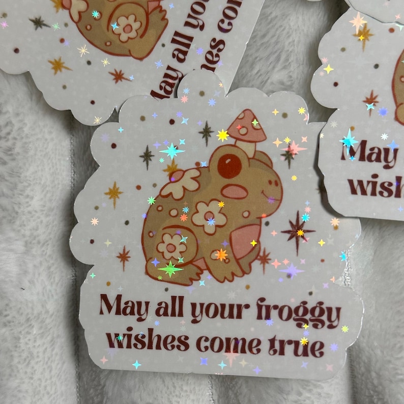 Cute Frog Sticker, Whimsy Sticker, Froggy Wishes Sticker, Cottagecore ...