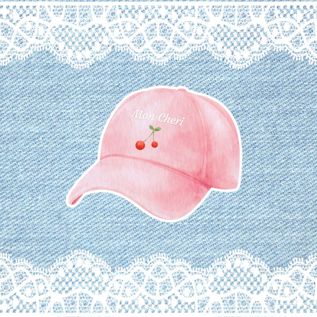 Pink Hat Vinyl Sticker, Cherry Hat Sticker, Baseball Hat Sticker ...