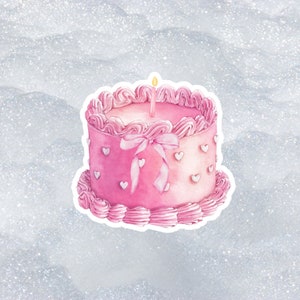 Pink Cake Vinyl Sticker, Coquette Birthday, Waterproof Sticker - Etsy