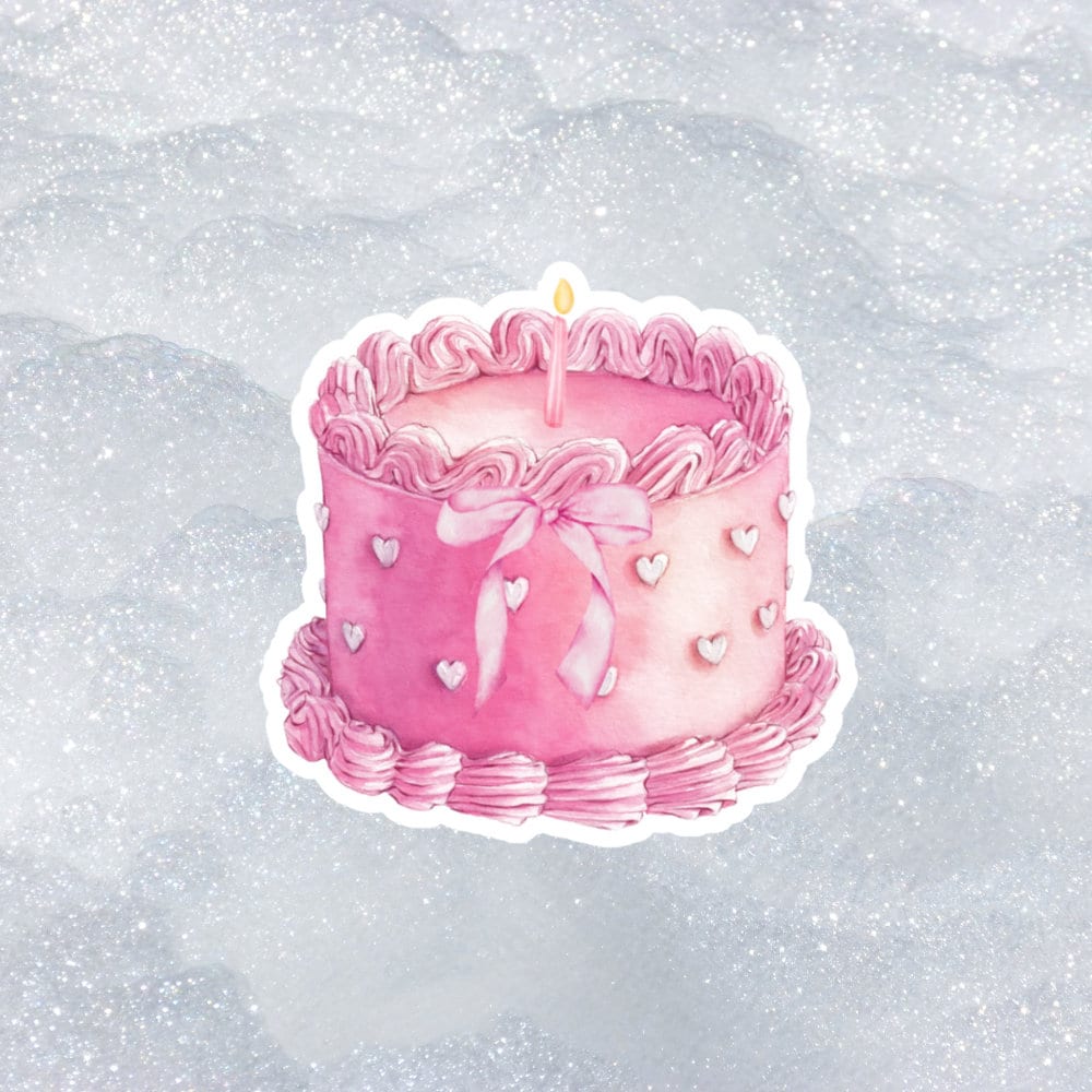 Coquette Cake Sticker, Cake Vinyl Sticker, Birthday Sticker, Pink Cake ...