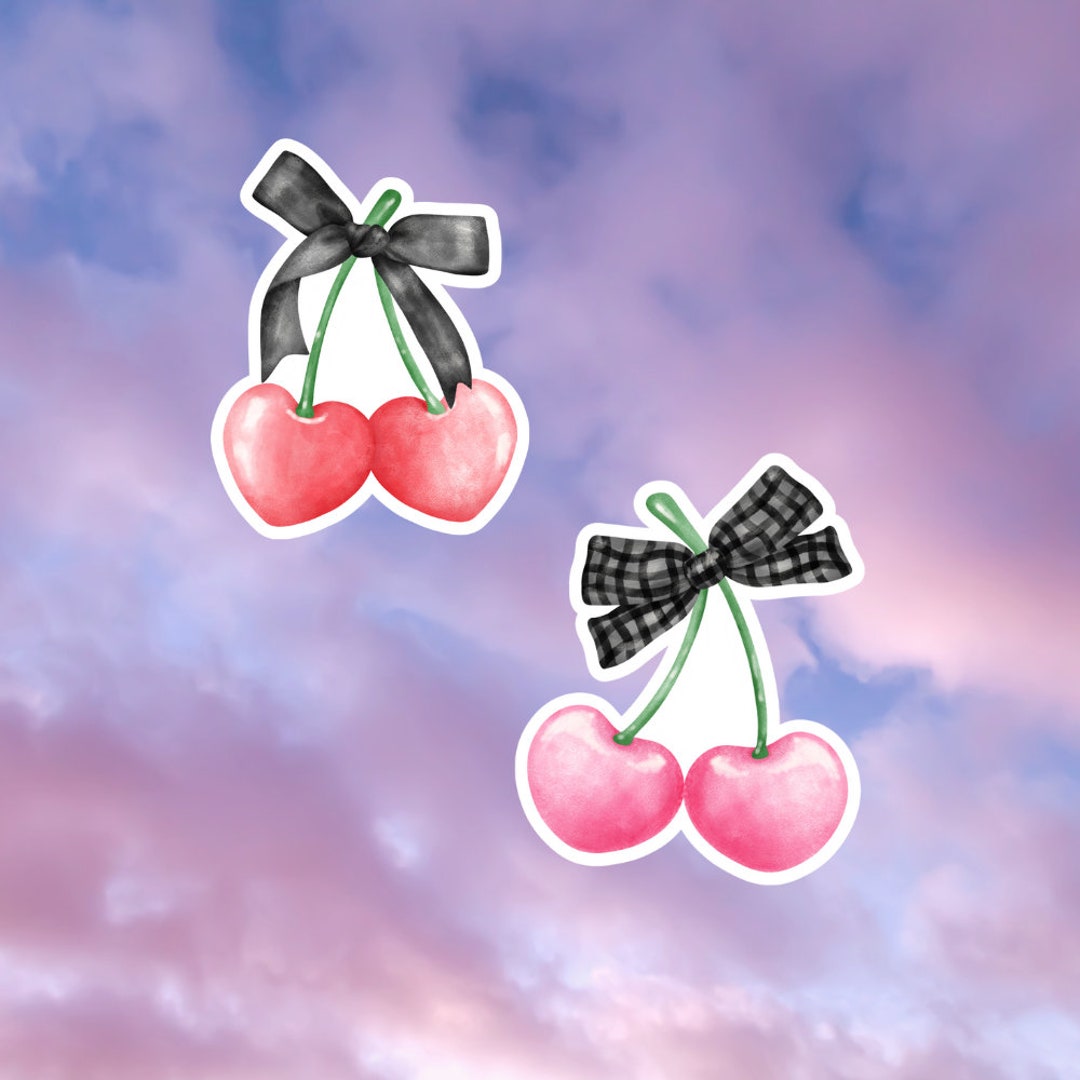 Cherry Stickers, Black Coquette Sticker Set, Sticker Set, Waterproof ...