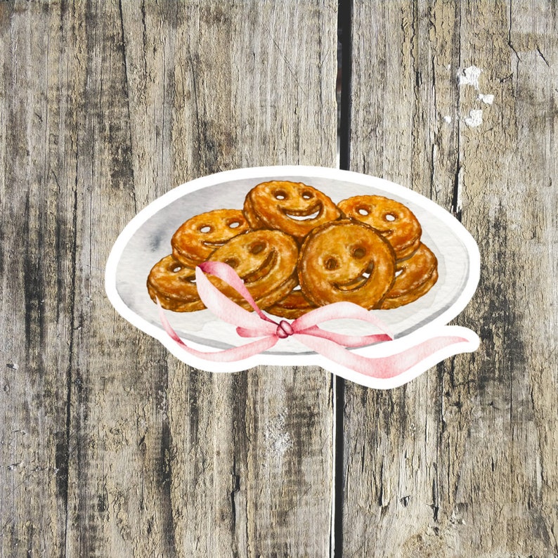 Smiley Face Cookie Sticker, Pink Bow Sticker, Coquette Vinyl Sticker ...