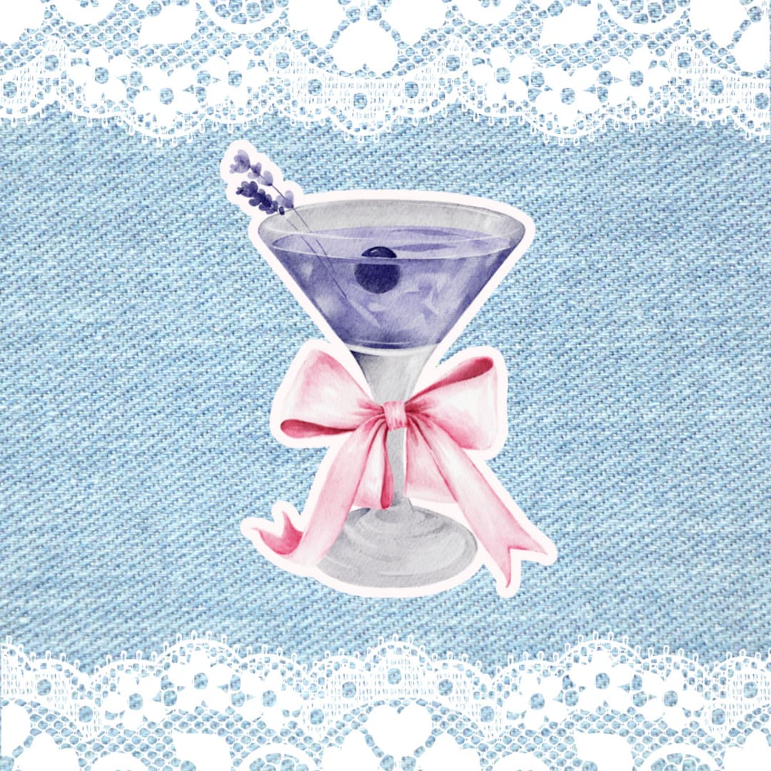 Coquette Martini Sticker, Girl Martini, Pink Bow Sticker, Mocktails ...