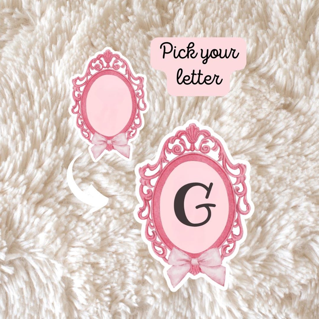 Coquette Monogram Sticker, Pink Bow Sticker for Kindle, Laptop Sticker ...
