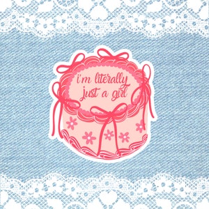 Coquette Cake Sticker, Pretty Cake Sticker, Just a Girl Sticker, Pink ...