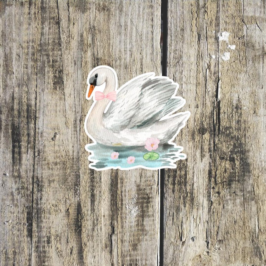 Coquette Swan Sticker, Swan With Pink Bow Kindle Sticker, Waterproof ...