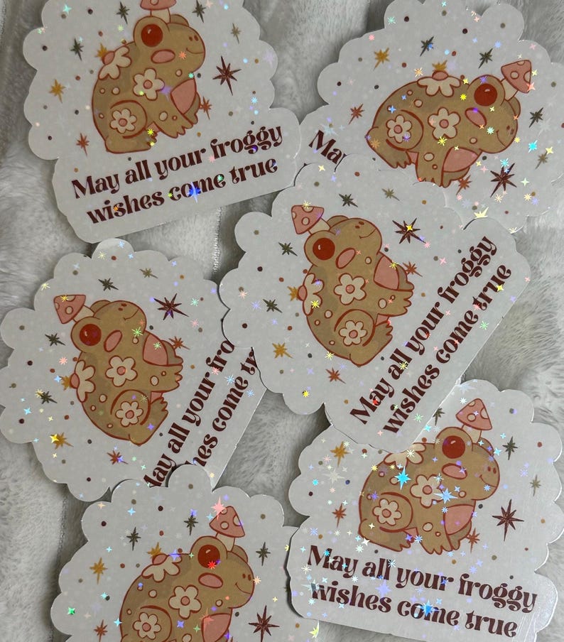 Cute Frog Sticker, Whimsy Sticker, Froggy Wishes Sticker, Cottagecore ...
