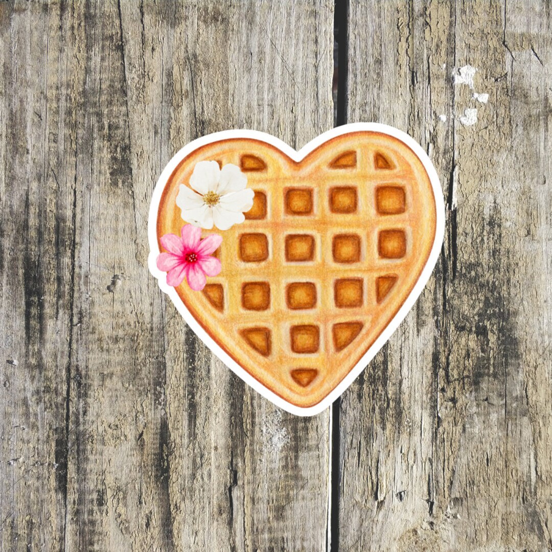 Waffle With Flowers Sticker, Brunch Sticker, Floral Sticker, Vinyl ...
