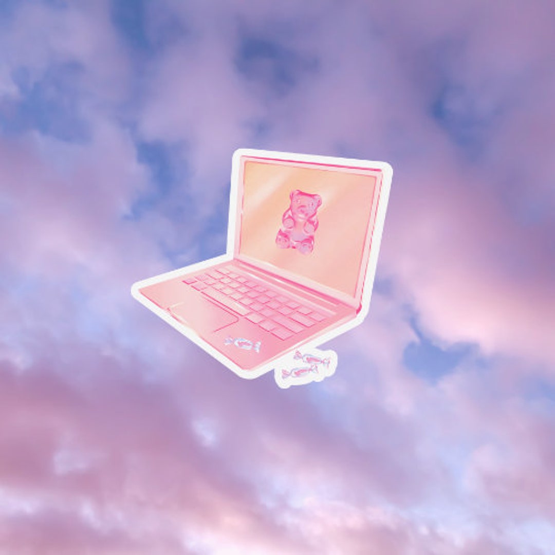 Gummy Bear on a Laptop Screen Sticker, Gummy Bear Sticker, Waterproof ...