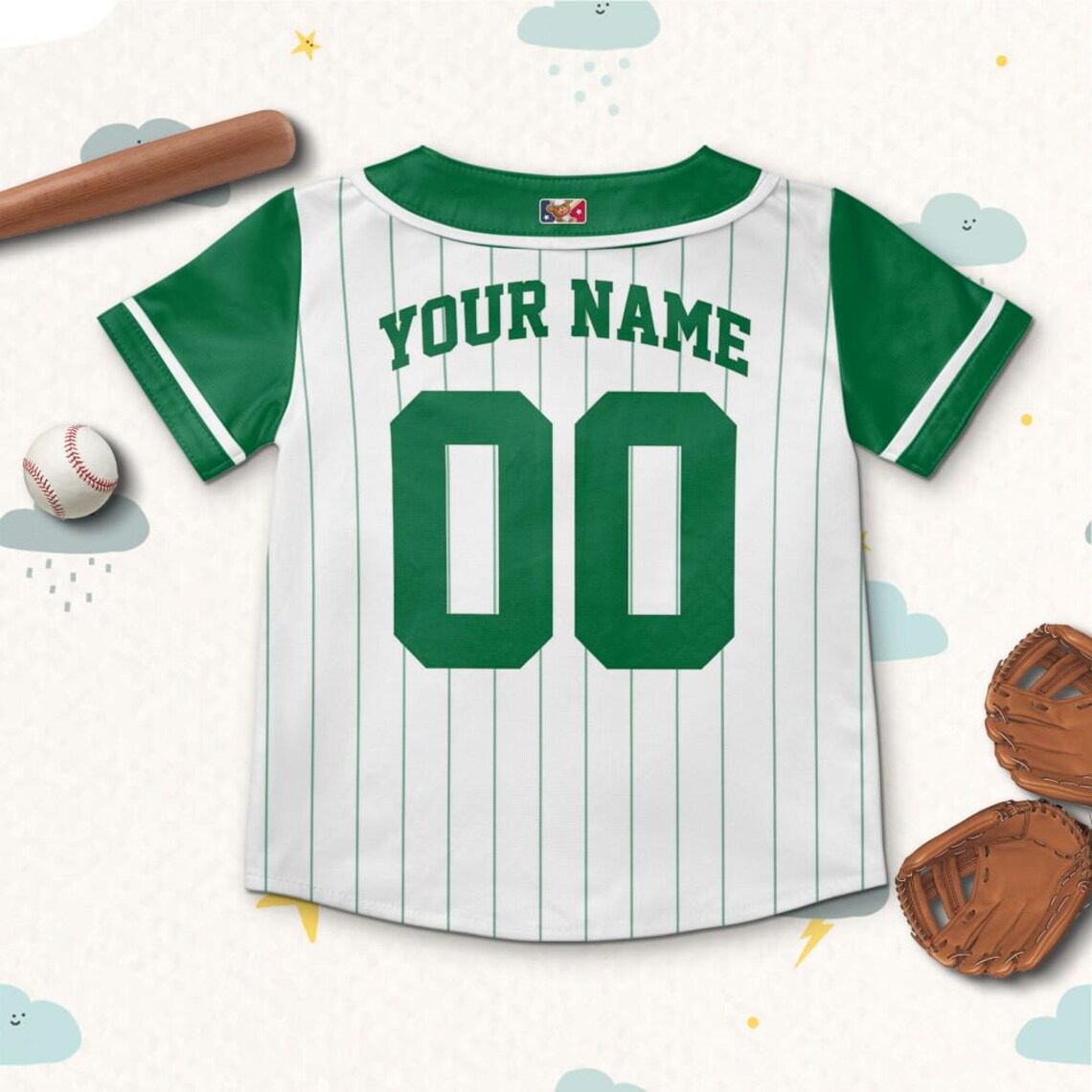 Custom Basic Colorful City Green Kid Baseball Jersey PA12, Name and ...