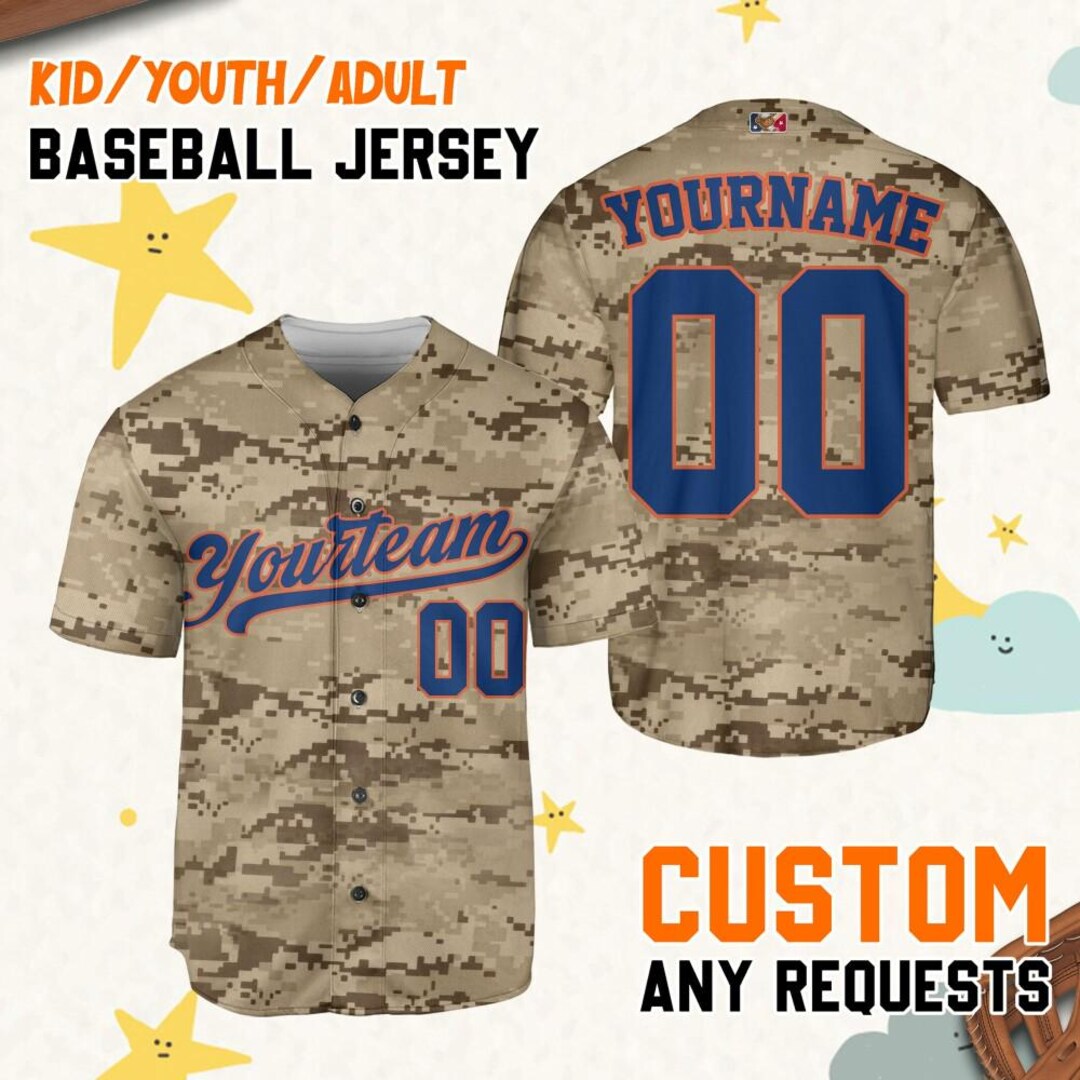 Custom Famous Team NYM Baseball Jersey Camouflage TKB4, Yourteam ...