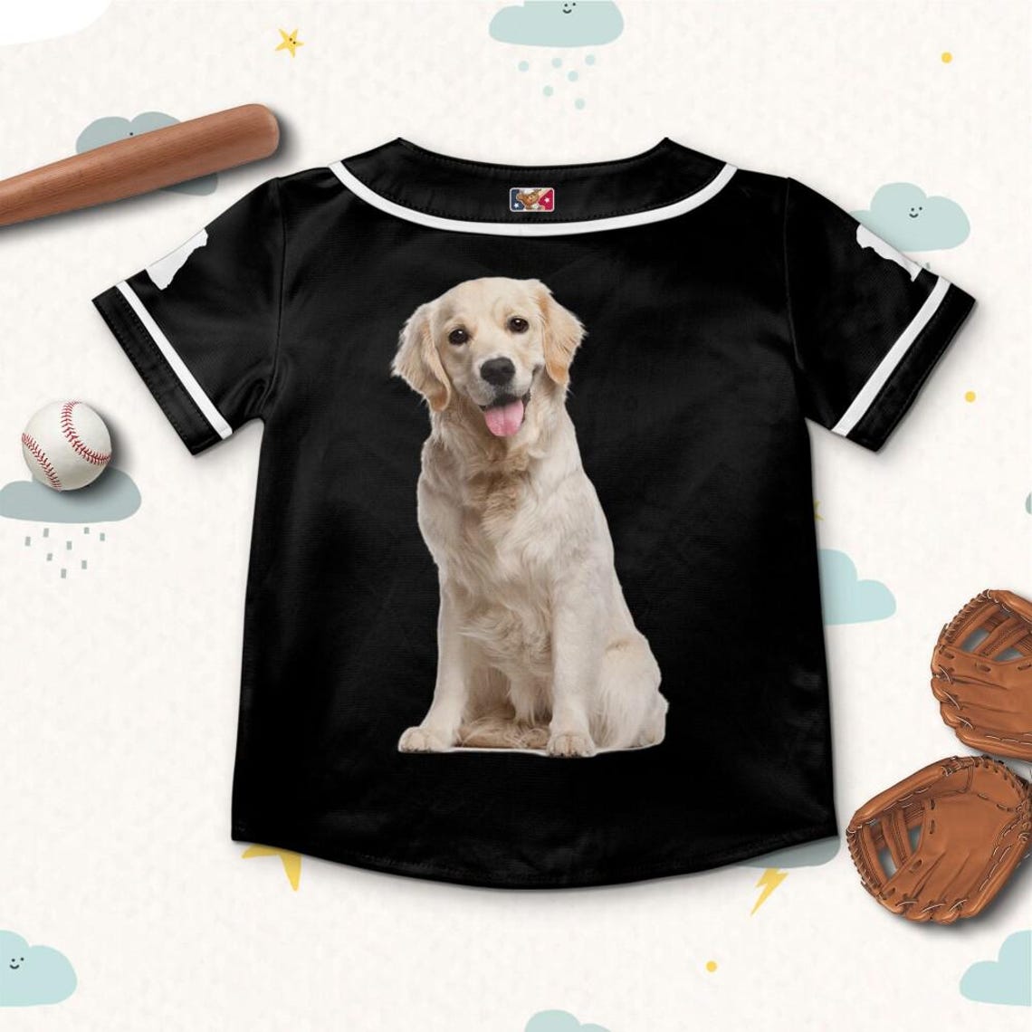 Custom Baseball Jersey With Your Pet Full Color Black PA11 Baseball ...
