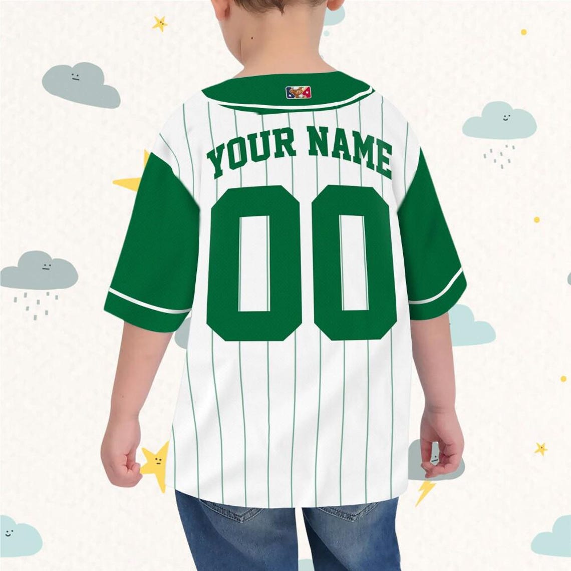 Custom Basic Colorful City Green Kid Baseball Jersey PA12, Name and ...
