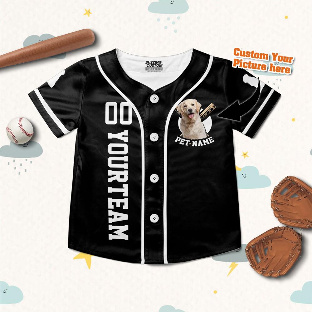 Custom Baseball Jersey With Your Pet Full Color Black PA11 Baseball ...