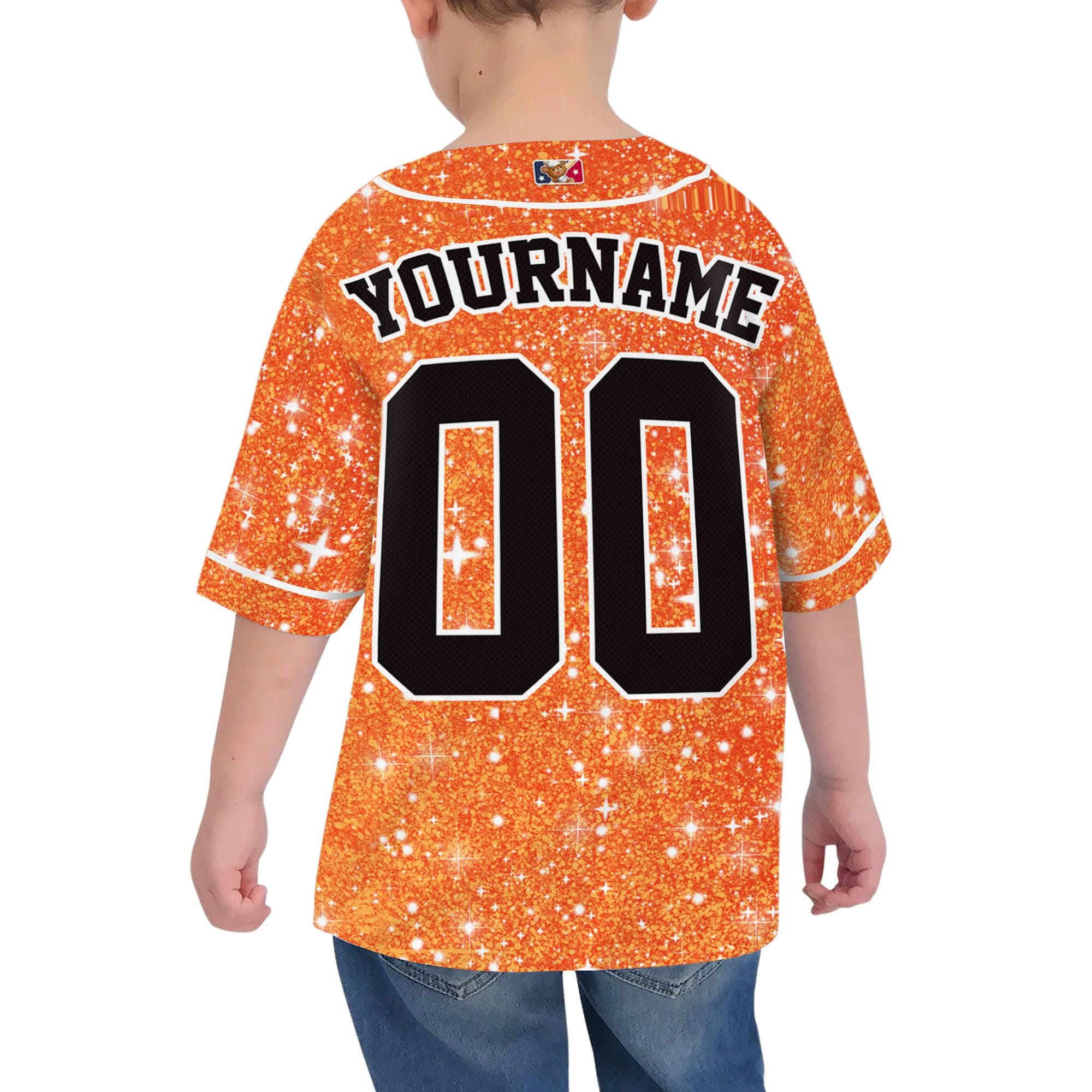 Custom Amazing Glitter Star Simple Orange Baseball Jersey, Glitter Star ...