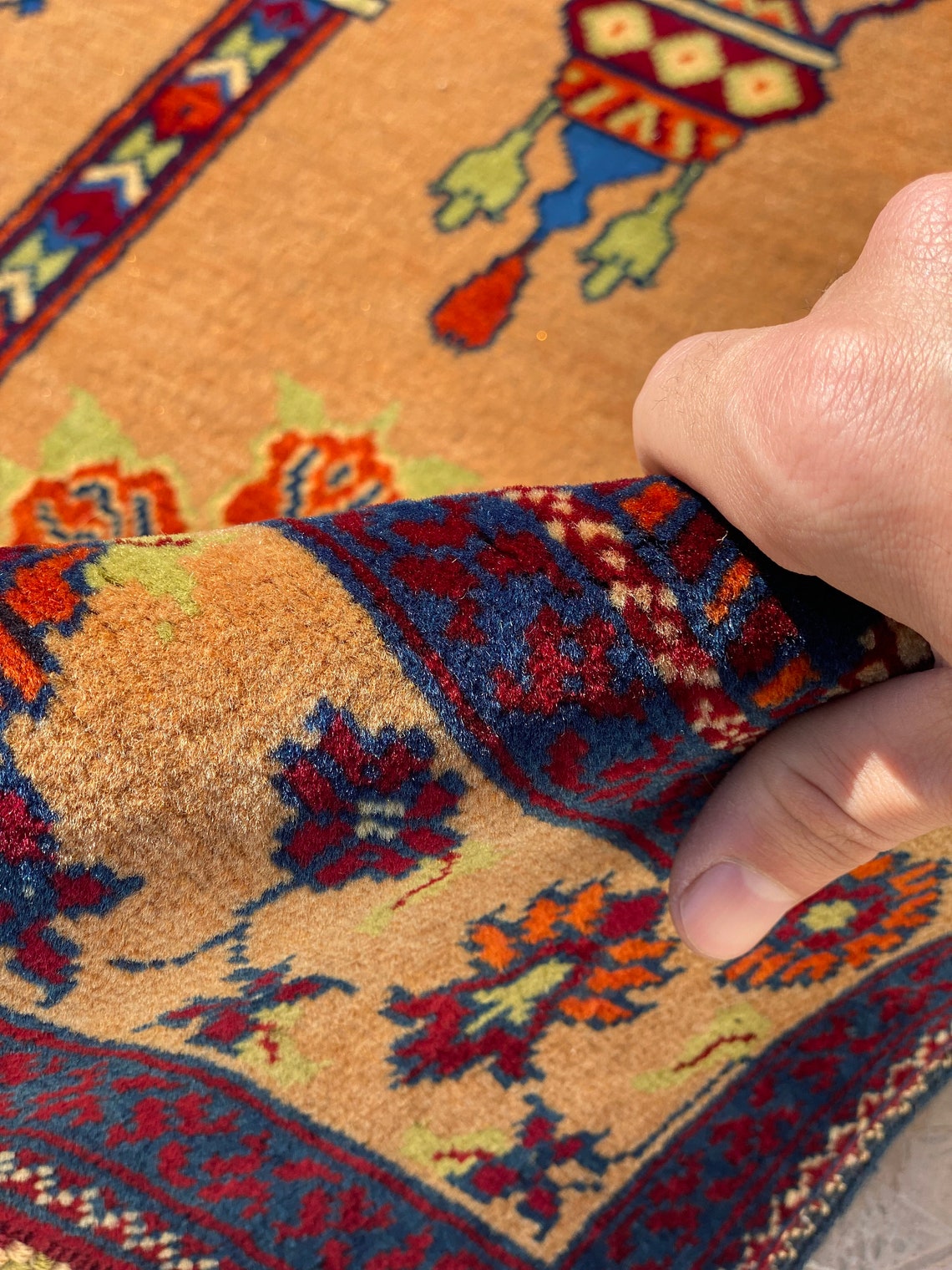 Elegant Afghani Handmade Prayer Rug Belgic Wool 4.4x2.8 Ft Spiritual ...