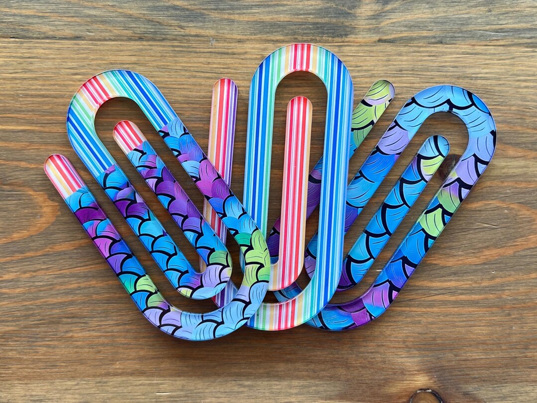 Rainbow Scales - Jumbo Acrylic Paper Clip | 4 Inch Planner Clip ...