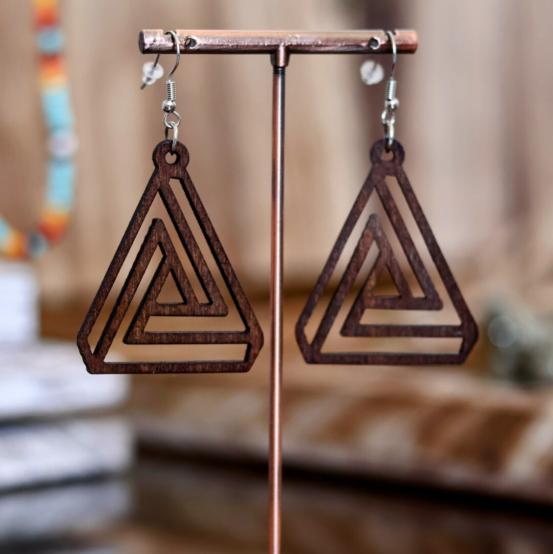Large Spiral Triangle Wooden Spiral Cut Natural Bohemian Boho Hippie ...