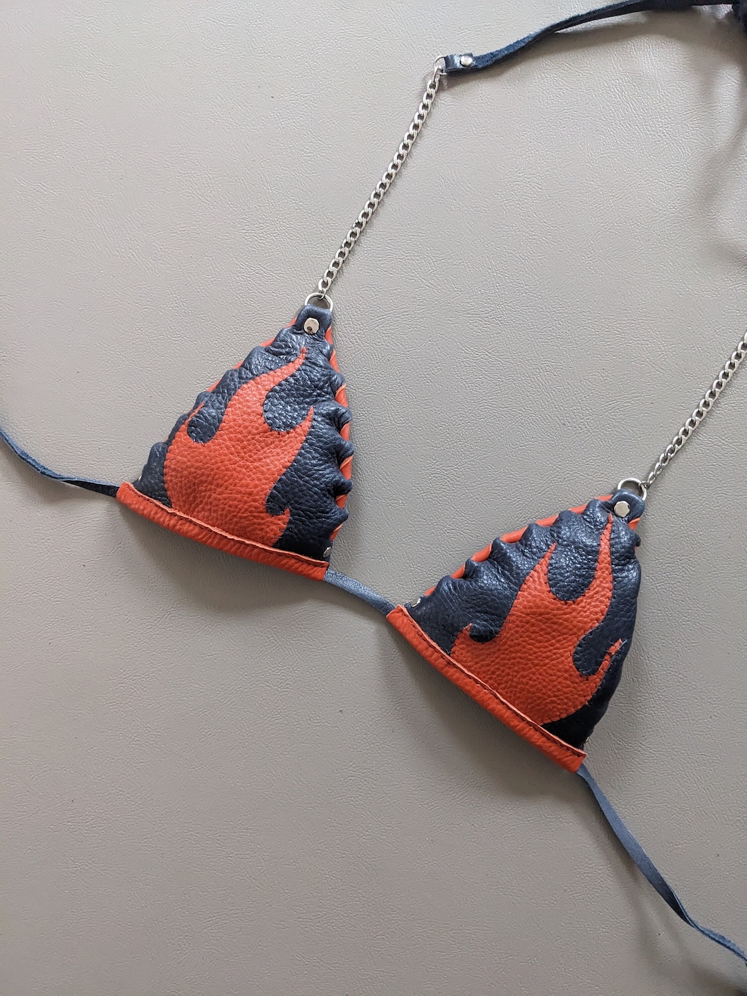 Real Leather Hot Wheels Fire Orange and Blue Microkini Genuine Italian ...