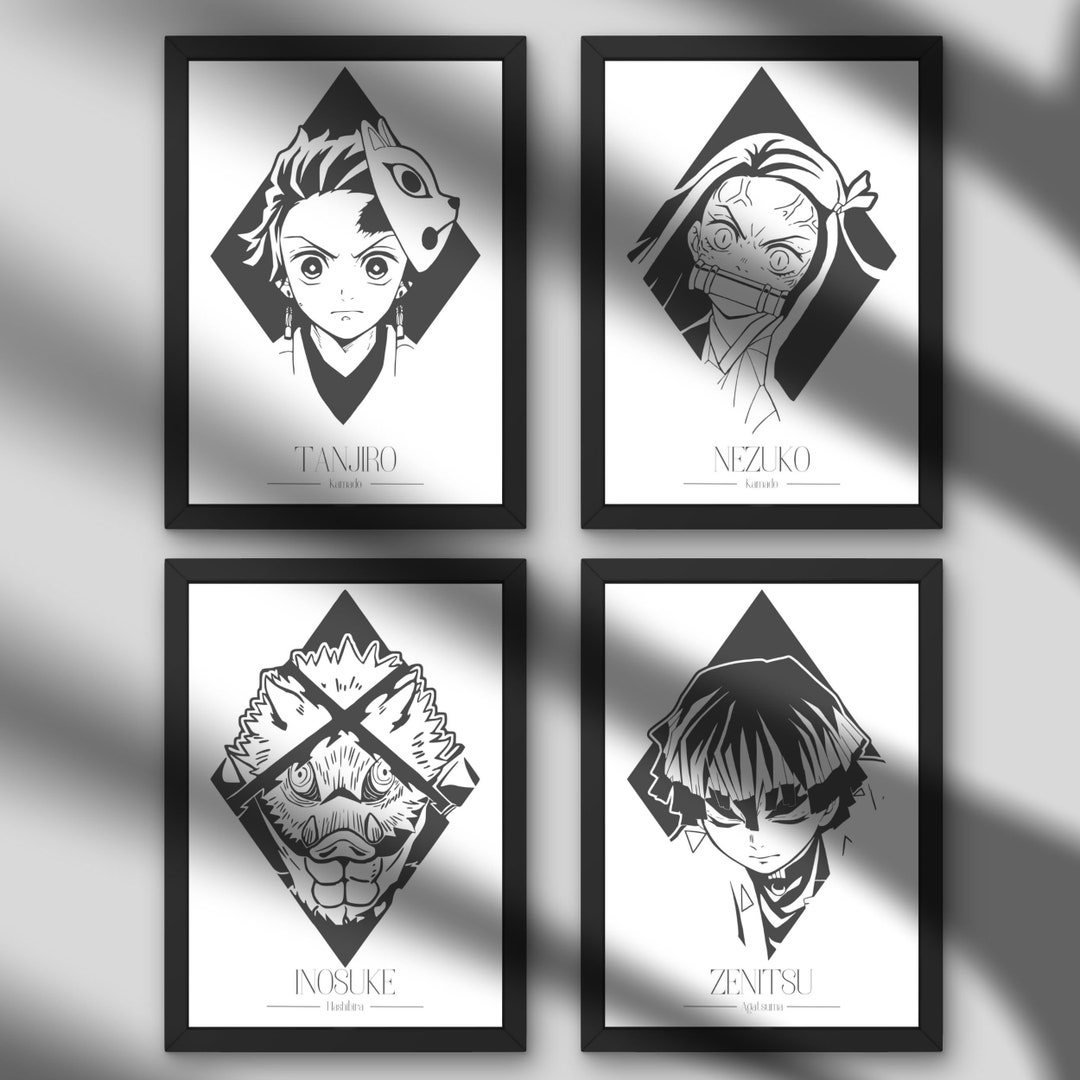 Demon Slayer Set of Minimalist Posters. Nezuko, Tanjiro, Inosuke ...