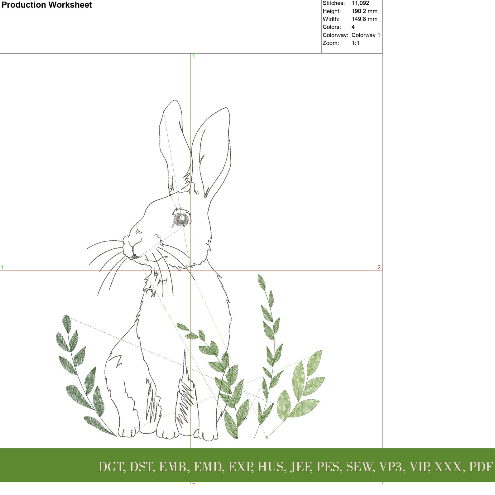 Meadow Hare Machine Embroidery Design File, Easter Bunny Embroidery, 8 ...
