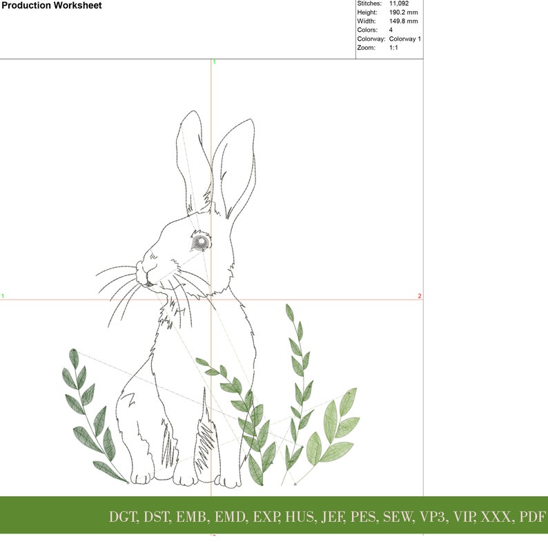 Meadow Hare Machine Embroidery Design File, Easter Bunny Embroidery, 8 ...