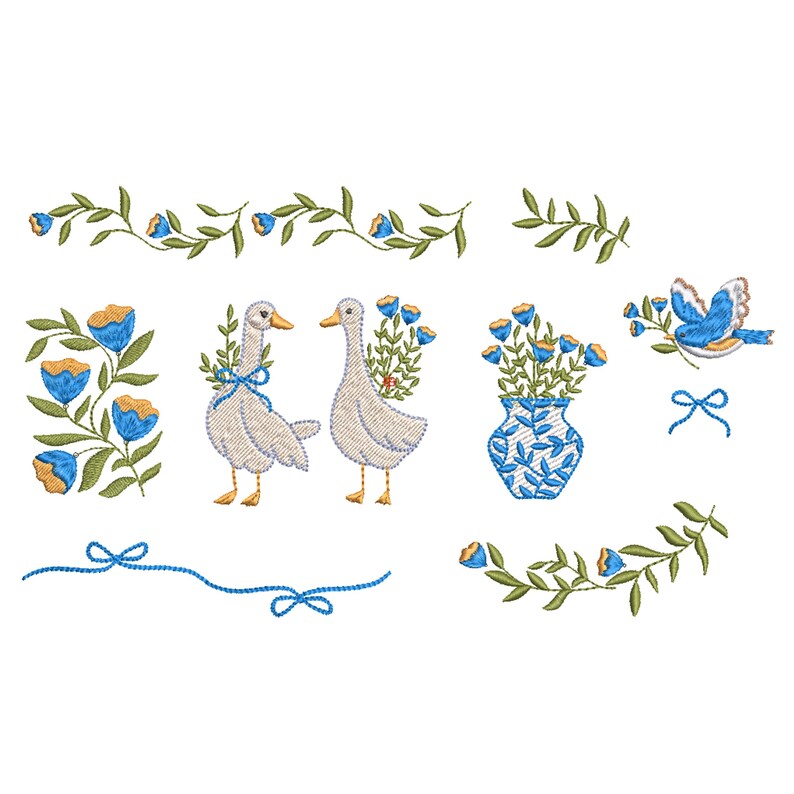 Spring Geese Machine Embroidery Design Bundle: Easter Elements (digital ...
