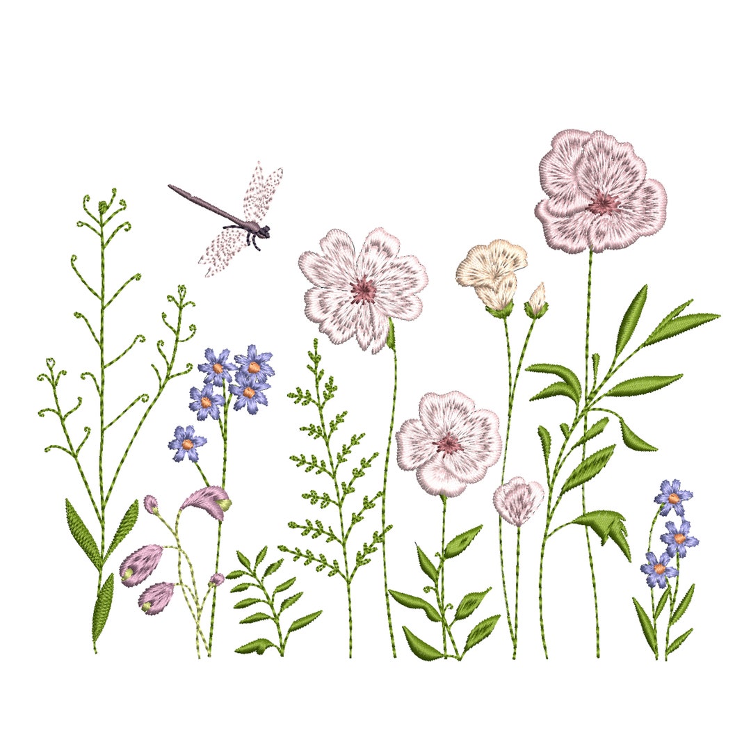 Summer Day Flower Machine Embroidery Design Bundle, Wildflower Pattern ...