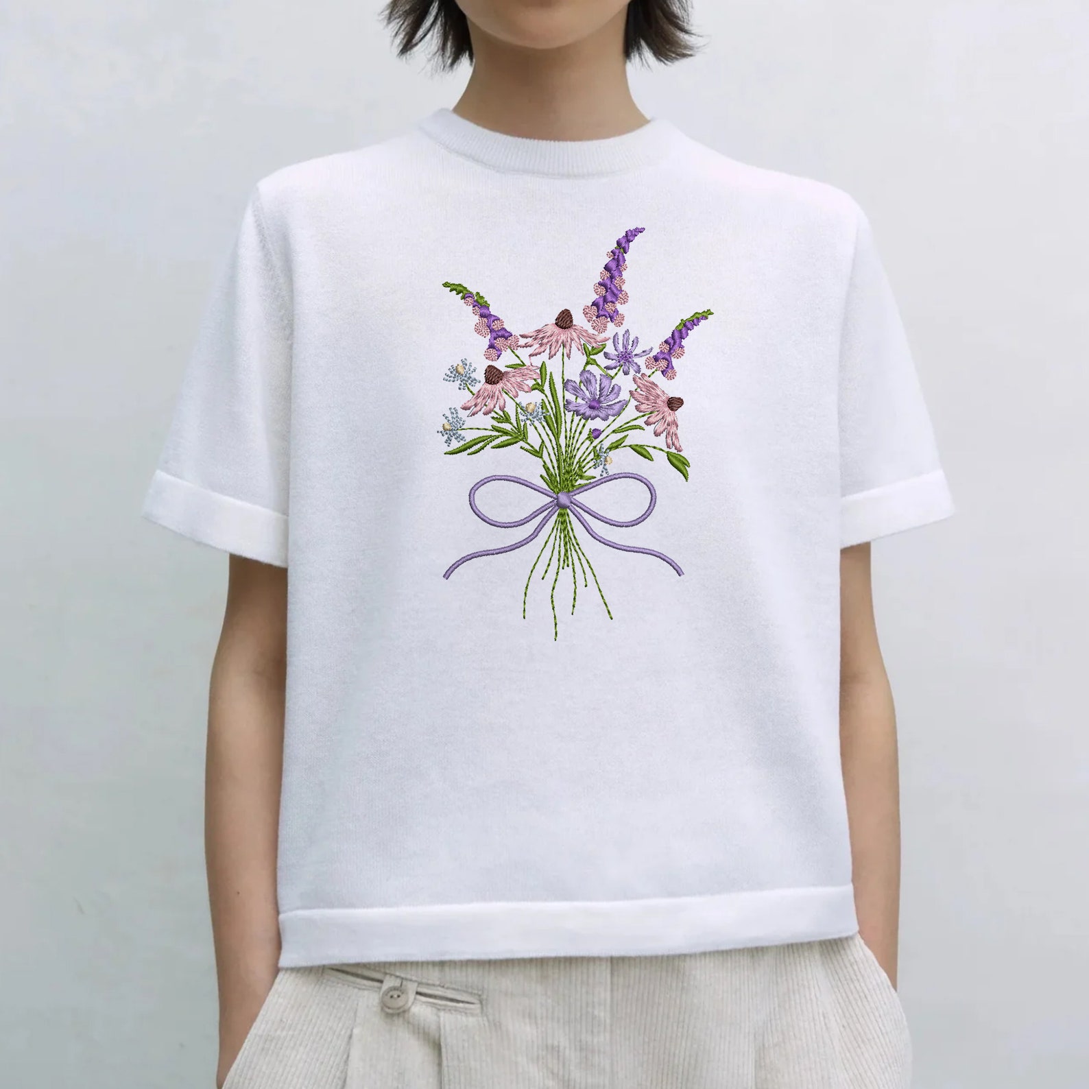 Coneflower and Foxglove Flower Bouquet Machine Embroidery Design, 8 ...