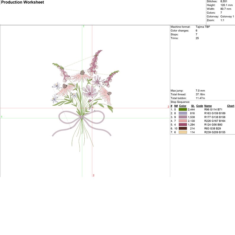 Coneflower and Foxglove Flower Bouquet Machine Embroidery Design, 8 ...