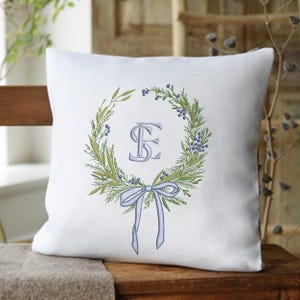 Monogram Harvest Bow Wreath Crest Frame Machine Embroidery Design ...