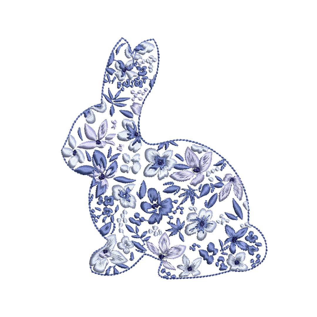 Floral Easter Bunny Machine Embroidery Design File, 7 Sizes - Etsy